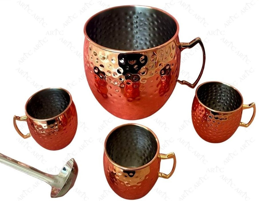ARTC Hammered Mojito Moscow Mule Copper Mugs Set of 5 Pieces Gold ...